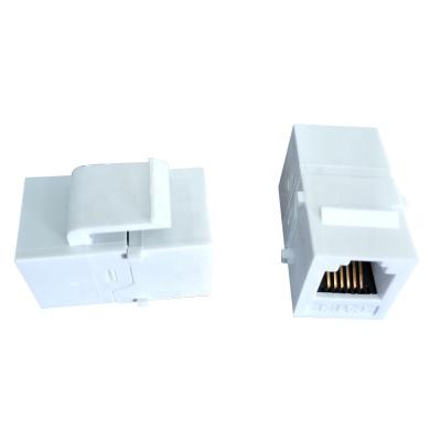 China RJ11 Cat3 Telephone Cable Connector Female to Female Keystone Jack White for sale