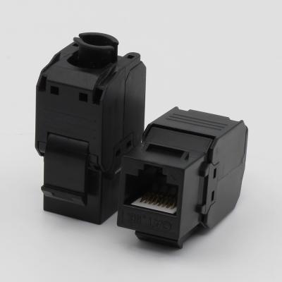 China Black UTP Cat 5e Rj45 Insert 180 Degree Toolless Jack for sale