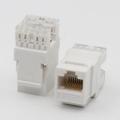 China 180 Degree Cat 6 Utp Jack 8P8C , White Cat6 Keystone Inline Coupler for sale