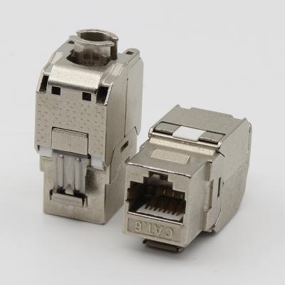 China Zinc Alloy Cat6 STP Keystone Jack 180 Degree Toolless RJ45 8P8C for sale
