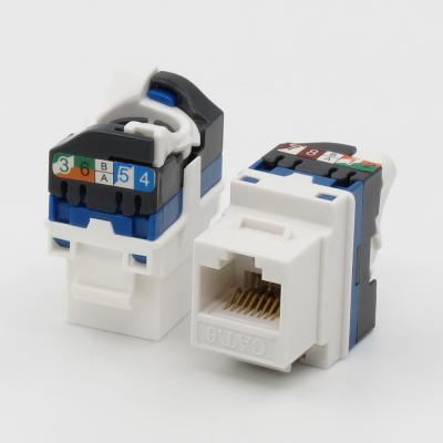 China Toolless Cat6 Keystone Jack UTP RJ45 180 Degree 8p8c White for Network Wiring for sale