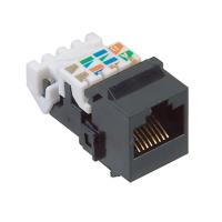 China UTP 90 Degree Rj45 Jack , Black Cat5e Punch Down Keystone Jack for sale