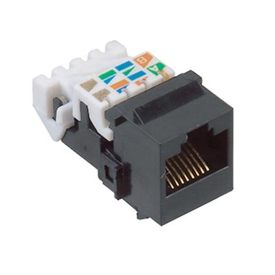 China UTP 90 Degree Rj45 Jack , Black Cat5e Punch Down Keystone Jack for sale