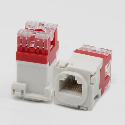 China Red Cat5e RJ45 Keystone Jack 180 Degree Australia Ethernet Wall Punch Down for sale