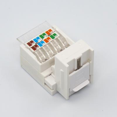 China UTP Toolless Cat5e Keystone Jack 8P8C 90 Degree RJ45 Female Punch Down 128 Type for sale