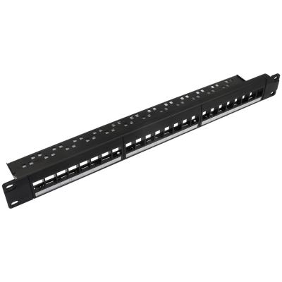China 19 Inch 1U 24 Port Blank Keystone Patch Panel AMP Unshielded UTP Cat5e Cat6 for sale