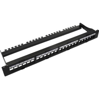 China 19 Inch 1U 24 Port Blank Keystone Patch Panel for Cat6 Cat5E Cat6A UTP for sale