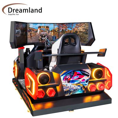 China 6-Axis Triple Screen Racing Simulator 32 Inch 180 Degree Panoramic View Force Feedback Steering Wheel Commercial Arcade Game for sale