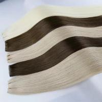 China Invisible Remy Hair Genius Weft Extensions 0.78mm Hand Tied Thin Flat Light Customizable for sale