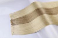 China Customized Color Flat Beaded Weft Hair Extensions , Straight Style Invisible Flat Wefts for sale