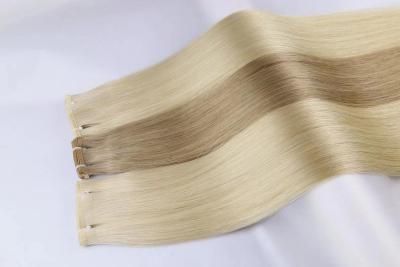 China Customized Color Flat Beaded Weft Hair Extensions , Straight Style Invisible Flat Wefts for sale