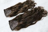China 40 Inch 100% Remy Human Hair Ponytail Extension Wrap 120g Natural Curly Wave for sale