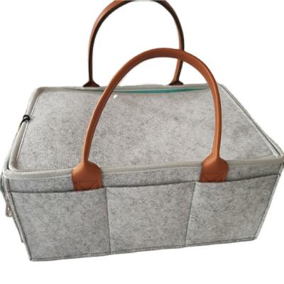 China 100% Eco-Friendly Detachable Felt Carts Large Capacity Mom Diaper Organizer Tote Bag Baby Storage Bag for sale