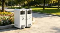 China Smoke Alarm Solar Trash Compactor Full Load Reminder Solar Power Trash Can for sale
