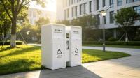 China AI Control Solar Powered Trash Can Phone Charging Solar Powered Compactor Bins Voice Prompt for sale
