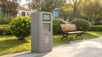 China Mosquito Elimination Solar Powered Smart Garbage Bin Stainless Steel Advertising Light Box Trash Can Full Load Reminder for sale