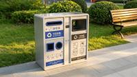 China Campus Solar Powered Trash Can Voice Prompt Smart Garbage Bin Double Bin for sale