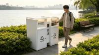 China Smart Sorting Smart Waste Bin AI Control Solar Compacting Trash Can Voice Prompt for sale