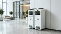 China Double Bin Solar Compacting Trash Can Recycling Solar Powered Bins Phone Charging for sale