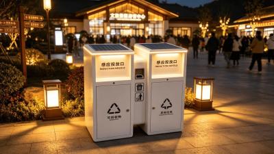 China AI Control Solar Powered Trash Can Phone Charging Solar Powered Compactor Bins Voice Prompt for sale