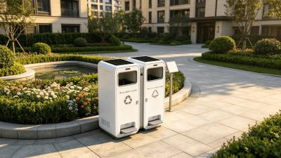 China Sensor Lid Solar Powered Trash Compactor Customizable Smart Waste Bin Double Bin for sale