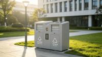 China Phone Charging Intelligent Trash Can Smart Compression Solar Powered Waste Bins Touchless for sale