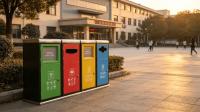 China Smart Sorting Solar Powered Trash Bin Airport Solar Powered Garbage Cans Smart Lighting for sale