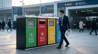 China High Capacity Solar Powered Garbage Bins Smoke Alarm Solar Compacting Trash Can AI Control for sale