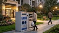 China Boulevard Solar Garbage Cans Data Analysis Solar Power Trash Can Sensor Lid for sale