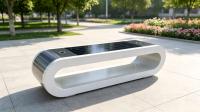 China Street Plaza Solar Heated Benches Advertising Light Box Solar Power Benches With Display Screen for sale