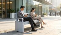 China Smart Positioning Solar Powered Park Bench Advertising Lightbox Solar Powered Smart Benches With WiFi Hotspot for sale