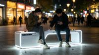 China Riverside Bluetooth Benches Two USB Charging Smart Solar Powered Bench With Wireless Charging for sale