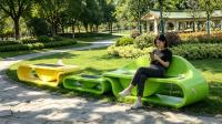 China Heating System Solar Powered Benches Charging Stations Wireless Phone Charging Bluetooth Benches Customizable for sale