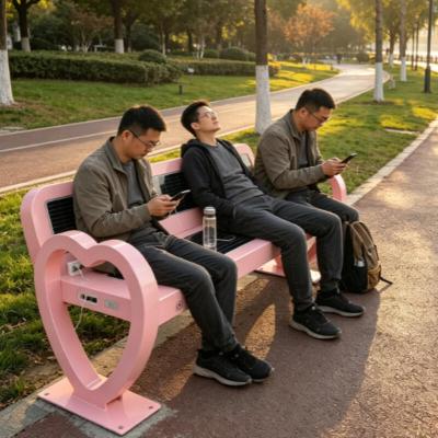 China Backrest Design Smart Solar Benches Wireless Charging Solar Furniture Phone Charging for sale