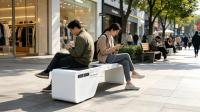 China Riverside Bluetooth Benches Two USB Charging Smart Solar Powered Bench With Wireless Charging for sale