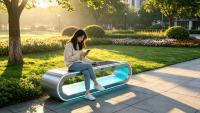 China Garden Solar Park Bench USB Charging Solar Power Bench With Wireless Phone Charging for sale