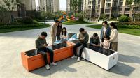 China Wireless Phone Charging Smart Solar Benches Customizable Solar Park Bench With Advertising Lightbox for sale