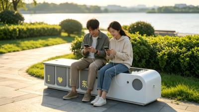 China Urban Smart Lounger Bench Wireless Charging Two USB Charging Bluetooth Speaker Smart Lighting for sale