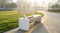 China Municipal Smart Solar Benches USB Charging Solar Powered Benches Charging Stations With Dual USB Port for sale