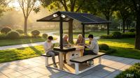 China Terrace Garden Solar Furniture Parasol Canopy Shade WiFi Bench With Wireless Charging for sale
