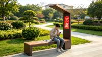 China Shelter Smart Canopy Bench Wireless Charging Two USB Charging Smart Lighting LED Display for sale
