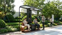 China Coastal Solar Powered Smart Benches Mosquito Control Smart Park Benches With USB Charging for sale