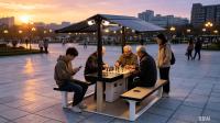 China Intelligent Positioning Solar Powered Heated Benches Smart Lighting WiFi Benches Wireless Charging for sale