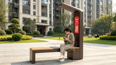 China Lightbox Smart Canopy Bench Wireless Charging Two USB Charging LED Display Bluetooth Speaker for sale