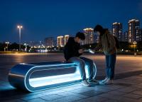China Riverside Smart Solar Benches Smart Lighting Solar Powered Bench With LED Lighting for sale
