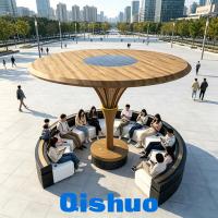 China Airport Plaza Solar Power Bench Large Size Smart Solar Powered Bench With USB Charging for sale