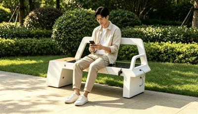 China Backrest Design Solar Powered Benches Customizable Intelligent Bench Wireless Charging for sale