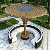 China Airport Plaza Solar Power Bench Large Size Smart Solar Powered Bench With USB Charging for sale