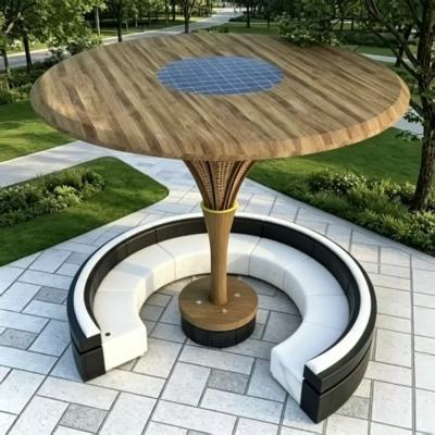 China Airport Plaza Solar Power Bench Large Size Smart Solar Powered Bench With USB Charging for sale