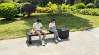 China Outdoor Smart Lounger Bench with Wireless Charging Bluetooth Speaker and Smart Lighting Solar Powered Bench for sale